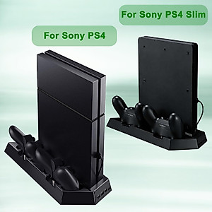 OSTENT Dual Motors Cooling Fan Radiator Charger Station USB Hub Vertical Stand for Sony PS4 / Slim Console