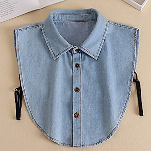 LoudSung False Collar Detachable Blouse Fake Collar Half Shirts Denim Collar Designed Faux Collars Top Elegant for Women