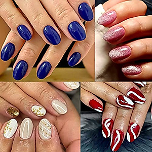 UNA GELLA Short Oval Almond Fake Nails 504pcs Press on Nails Pre-shape Short Almond Round Gel Nail Tips for Full Cover Acrylic False Nails For Nail Extension Home DIY Salon 12 Sizes False Gelly Tips