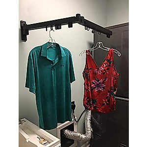 uyoyous Clothes Drying Rack 7.6 lbs Folding&Retractable 3-Level Wall Mount Space Saver Clothes Hanger with Towel Bar Laundry Drying Rack for Indoor Outdoor -Matte Black