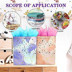 Gift Bag,Birthday Gift bags Large Gift Bags Set Included 2 Pack Paper Gift Bags with Tissue Paper, Colorful Pink Blue Gift Bags for Women, Men, Boy, Girl, Kids, Pretty Gift Bags for Birthday,Party,Bridal Shower,Gift Bag with Handles,Present Bags Gift Wrap