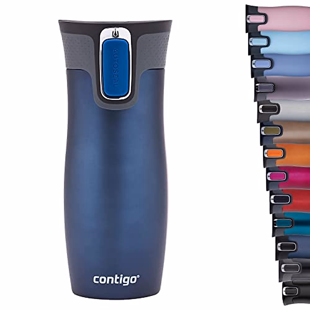 Contigo West Loop Autoseal Travel Mug, Stainless Steel Thermal Mug, Vacuum Flask, Leakproof Tumbler, Coffee Mug with BPA Easy-Clean Lid, 470 ml, Monaco