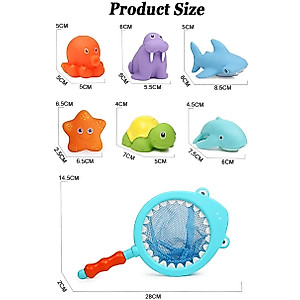 Bath Toy, Water Spraying Discoloration Floating Animals, Bathroom Pool Accessory, Shark Fishing Play Set for Babies and Kids