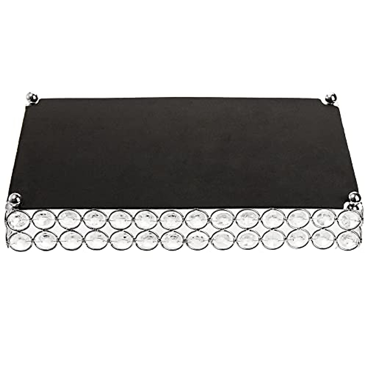 Hedume Crystal Cosmetic Makeup Tray, 12.3" x 8" Mirrored Vanity Tray, Large Jewelry Trinket Organizer Tray, Ornate Decorative Tray for Dresser Countertop Wedding Home Bathroom