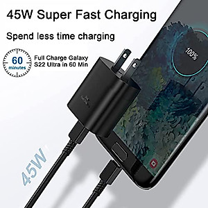 Super Fast Charger 45W USB C Charger for Samsung Galaxy S22 Ultra / S22+ / S22 / S21 / Note 10 + / Note 20 / S21 Ultra / S20 / S20 Ultra/Z Fold 3 / Tab S7 / S7+ 45W Charger