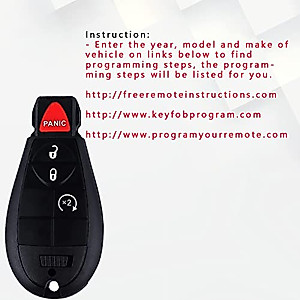 Keyless Entry Remote Control Car Key Fob for Dodge Ram 1500 2500 3500 Truck Pickup 2009-2012 Dodge Charger/Durango/Journey/Challenger/J eep Grand Cherokee/Commander (M3N5WY783X) Pack of 2