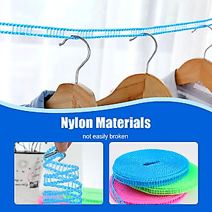 Easy Hang Clothesline, 2024 New Portable Clothesline for Outdoor & Home, Windproof Non-Slip Clothesline 32 ft Retractable Clothesline for Indoor Outdoor Travel Camping (Blue 2 PCS, 10 M)