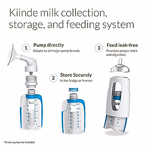 Kiinde Twist Universal Direct-Pump Feeding System Starter Kit for Leak-Free and Transfer-Free Breastmilk Collection, Freezing, Heating and Feeding, New Mom Gift