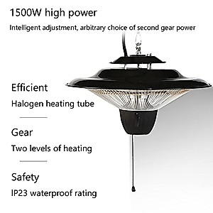 MIDAT Solar Heater for Greenhouse, 750W/1500W, Low Noise, Electric Outdoor Aluminium Ceiling Mounted Garden Table Top Patio Restaurant, Bar, 17IN
