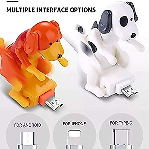 Goderat Portable Stray Dog Charging Cable, Funny Hump Dog Fast Charger Cable, Spoof Toy Data Cable for iPhone (iOS, White)