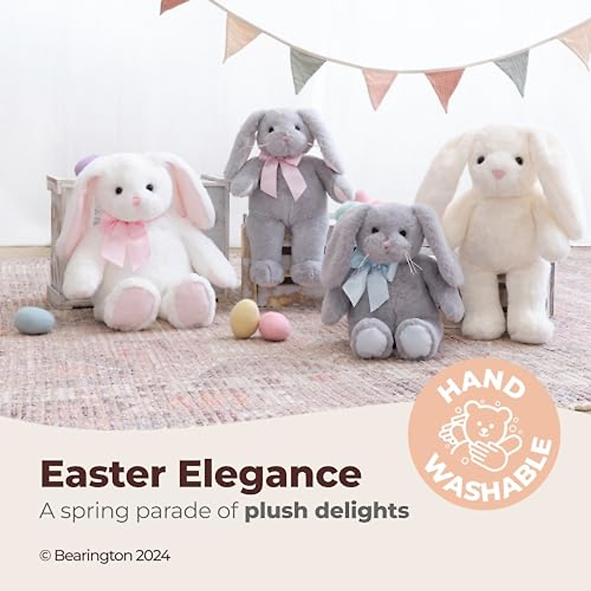 Bearington Lil' Mopsy The Stuffed Easter Bunny Plush, 12 Inch Pink Stuffed Bunny for Easter, Baby Easter Gifts