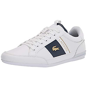 Lacoste Mens Chaymon Sneakers, White/White Leather, 9.5