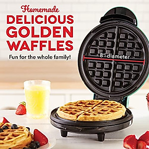 DASH Express 8” Waffle Maker for Waffles, Paninis, Hash Browns + other Breakfast, Lunch, or Snacks, with Easy to Clean, Non-Stick Cooking Surfaces - Aqua