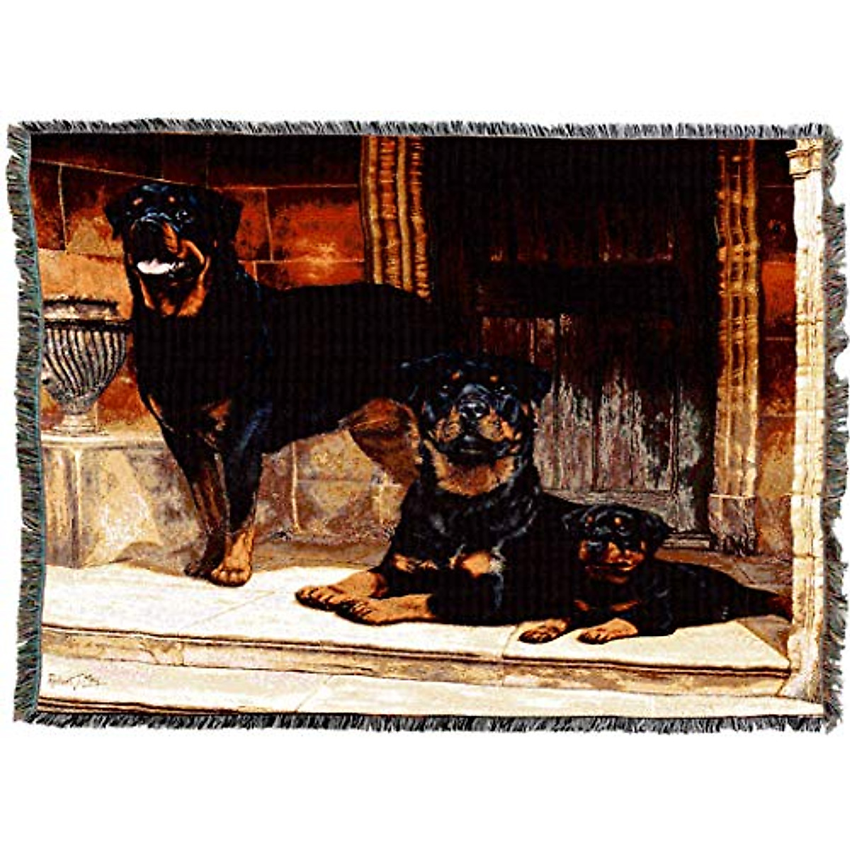 Pure Country Weavers Rottweiler Blanket by Robert May - Gift for Dog Lovers - Tapestry Throw Woven from Cotton - Made in The USA (72x54)