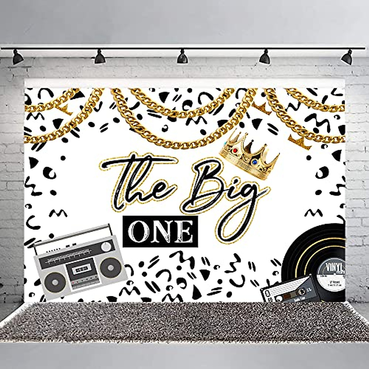 5×3ft Hip Hop Boys 1st Birthday Backdrop Our Notorious is The Big One Theme Party Banner Wall Decorations Old School Hip Hop Crown First Biggie Background Props