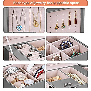 ANWBROAD Huge Jewelry Organizer Box Women Jewelry Storage Box Capacity for All Jewelry with Lock Mirror for Necklaces Earrings Rings Bracelets Jewelry Case UJJB028H
