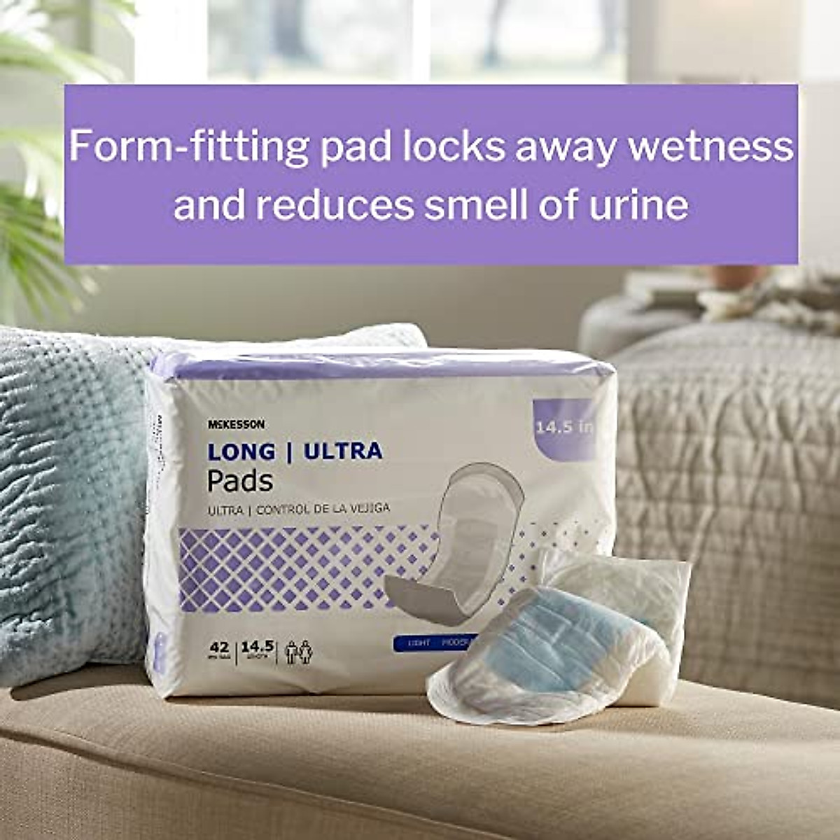 McKesson Ultra Pads for Women, Incontinence, Heavy Absorbency, 14 1/2 in, 42 Count, 1 Pack