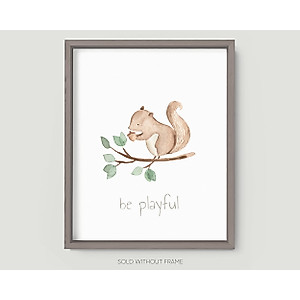 Woodland Baby Animals Nursery Wall Art Prints Room Decor - Set of 6 - Unframed (8 x 10 inches)