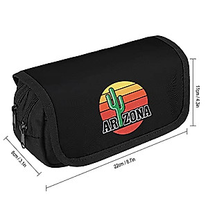 Arizona Cactus Sunset Pencil Case with Two Large Compartments Pocket Big Capacity Storage Pouch Pencil Bag for School Teen Adult