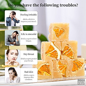 DOZO Rock Sugar Lemon Tea Lemon Honey Rock Candy 14.11oz/400g Yellow Lump Rock Sugar with Lemon Sugar Cubes Lemon Honey Candy Caffeine Free Individual Package 柠檬蜂蜜冰糖