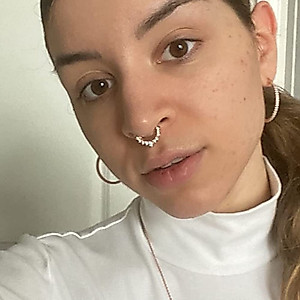 MODRSA Septum Rings Septum Piercings Septum Jewelry 16g Septum Ring Stainless Steel Septum Nose Rings Hoop for Men Women Rose Gold 8mm 10mm