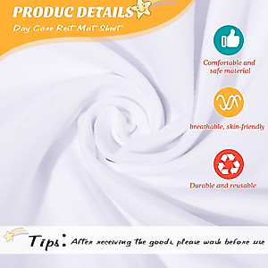 Lounsweer 10 Pcs Day Care Nap Mat Sheet Preschool/Daycare Rest Mat Cover Polyester Baby Sheet 24" x 52" Pillowcase Style Sheets for Boys Girls Classroom Nursery Kindergarten, White