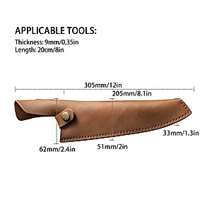 MiOYOOW Leather Knife Sheath, Boning Knife Pouch Chef Fruit Knife Shell for Camping Kitchen Outdoor Cooking