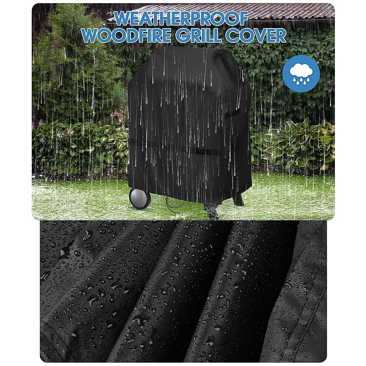 Rilime Grill Cover for Ninja Woodfire Outdoor Grills and Stand,Water-Resistant Outdoor Wood fire Cover for Ninja OG701 Grill Smoker (Cover Only)