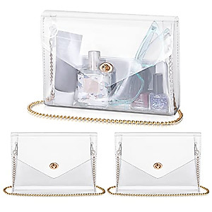 Sweetude 3 Pieces Clear Purse for Women Stadium Approved Clear Crossbody Bag Transparent Clutch Purses with Snap Closure for Sports Concert Prom Party Stadium Present
