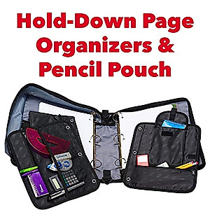 Case-it The Dual 2-in-1 Zipper Binder - Two 1.5 Inch D-Rings - Includes Pencil Pouch - Multiple Pockets - 600 Sheet Capacity - Comes with Shoulder Strap - Black Dual-121-A