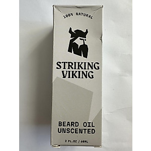 Striking Viking Beard Oil Conditioner, Unscented for Men (Large 2 oz) - All-Natural Argan & Jojoba Formula - Softens, Smooths & Strengthens Beard Growth