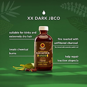 Tropic Isle Living Jamaican Black Castor Oil XX Dark 4oz | 100% Natural Hair Growth Oil and Scalp Treatment | Promotes Strong, Healthy, Thicker Hair, Eyelashes, Eyebrows