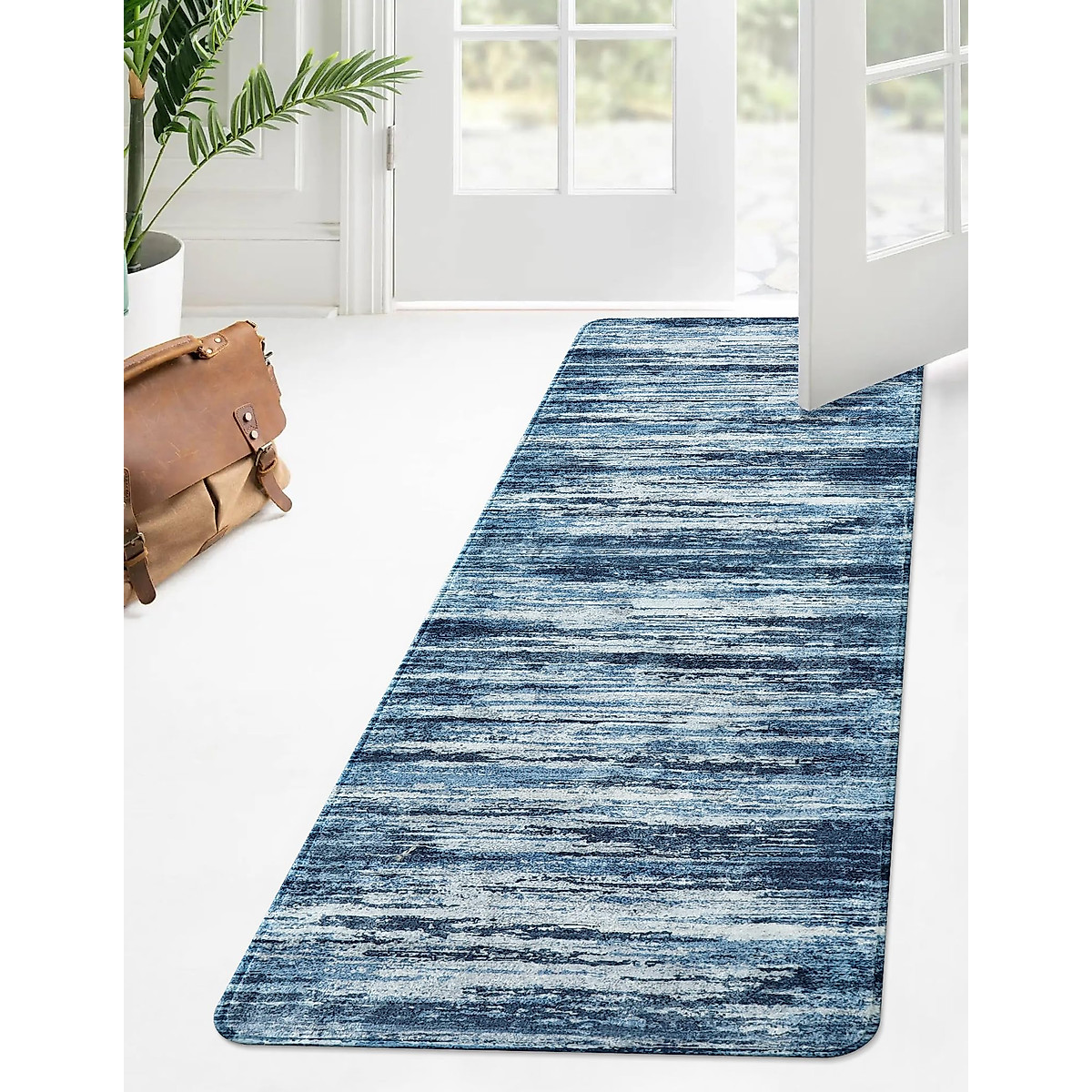 Lahome Modern Ombre Hallway Runner Rug - 2x6 Washable Runner Rugs with Rubber Backing Non-Slip Throw Stain Resistant Kitchen Runner, Blue Floor Indoor Carpet Runners for Entryway Bathroom Laundry Room