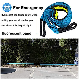 Voilamart Tow Strap Recovery with Hooks 2” x 20ft 17,600LBS Break Strength Towing Strap,Reflective Strip,Pair of Gloves,Storage Bag for Road Recovery Towing Rope Cable Winch Strap,Tree Saver