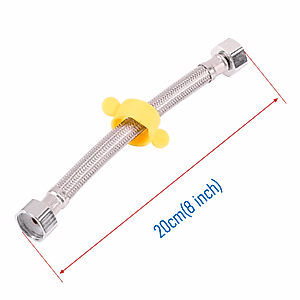 Skweawert 8 In Faucet Supply Lines, 1/2 x 1/2 Female Faucet Connector, Braided Stainless Steel Faucet Hose for Kitchen Sink Toilet（2Pack)