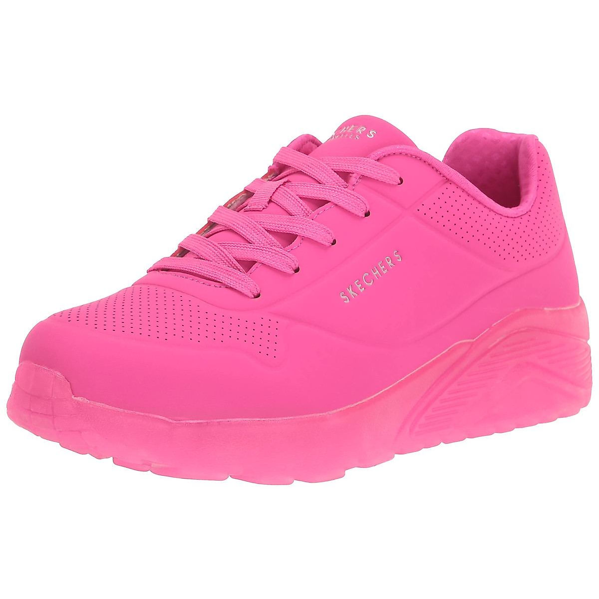 Skechers Girls Uno Ice Sneaker, Hot Pink, 2 Little Kid