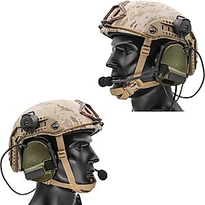 HEARFALCOM Tactical Comta III Headset Helmet ARC Rail Adapter Bracket Version with U94 PTT Adapter Compatible with Baofeng UV-5R, UV-82 Walkie Talkie for Airsoft Sports（FG）