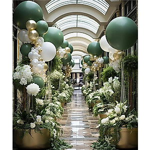 MEBAY Sage Green White Gold Balloon Garland Arch Kit, 146Pcs Latex Balloons Different Sizes 18 12 10 5 Inch for Birthday Baby Shower Gender Reveal Wedding Party Decoration