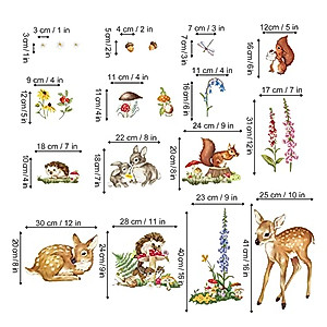 decalmile Woodland Animal Wall Decals Deer Rabbit Squirrel Wall Stickers Kids Bedroom Baby Nursery Wall Decor