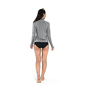 Actleis Women's Long Sleeve Rash Guard UPF 50+ UV Sun Protection Swim Shirt Medium Heather Gray