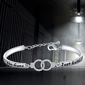 HOLLP Correctional Officer Gifts No Guns Just Guts Keychain Gift for Guard Prison Officer (Bracelet-S)