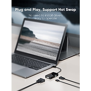 CableCreation USB C to VGA HDMI DVI Adapter, 3 in 1 USB Type C to HDMI VGA DVI Female Converter Compatible with Galaxy S22 Ultra, MacBook Pro 2020, Surface Book 2, Mac Mini 2018, XPS 15, Black