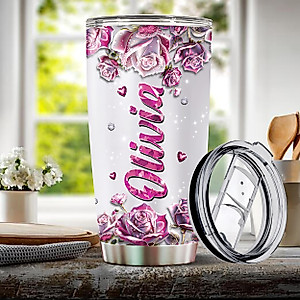 WONWIX Personalized Insulated Stainless Steel Ladybug Gifts for Women, 20oz Travel Mug Tumbler Water Bottle, Cup for Girls, Wife, Daughter, Perfect for Christmas, Birthday, Mother's Day, Valentine