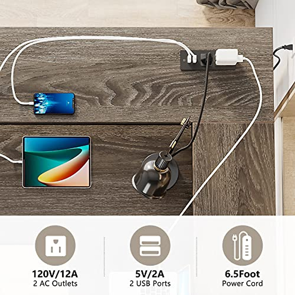 Tribesigns L Shaped Desk with Power Outlets, Reversible Corner Computer Desk with Monitor Stand and Storage Shelves, Home Office Gaming L Desk with USB Port, Gray …
