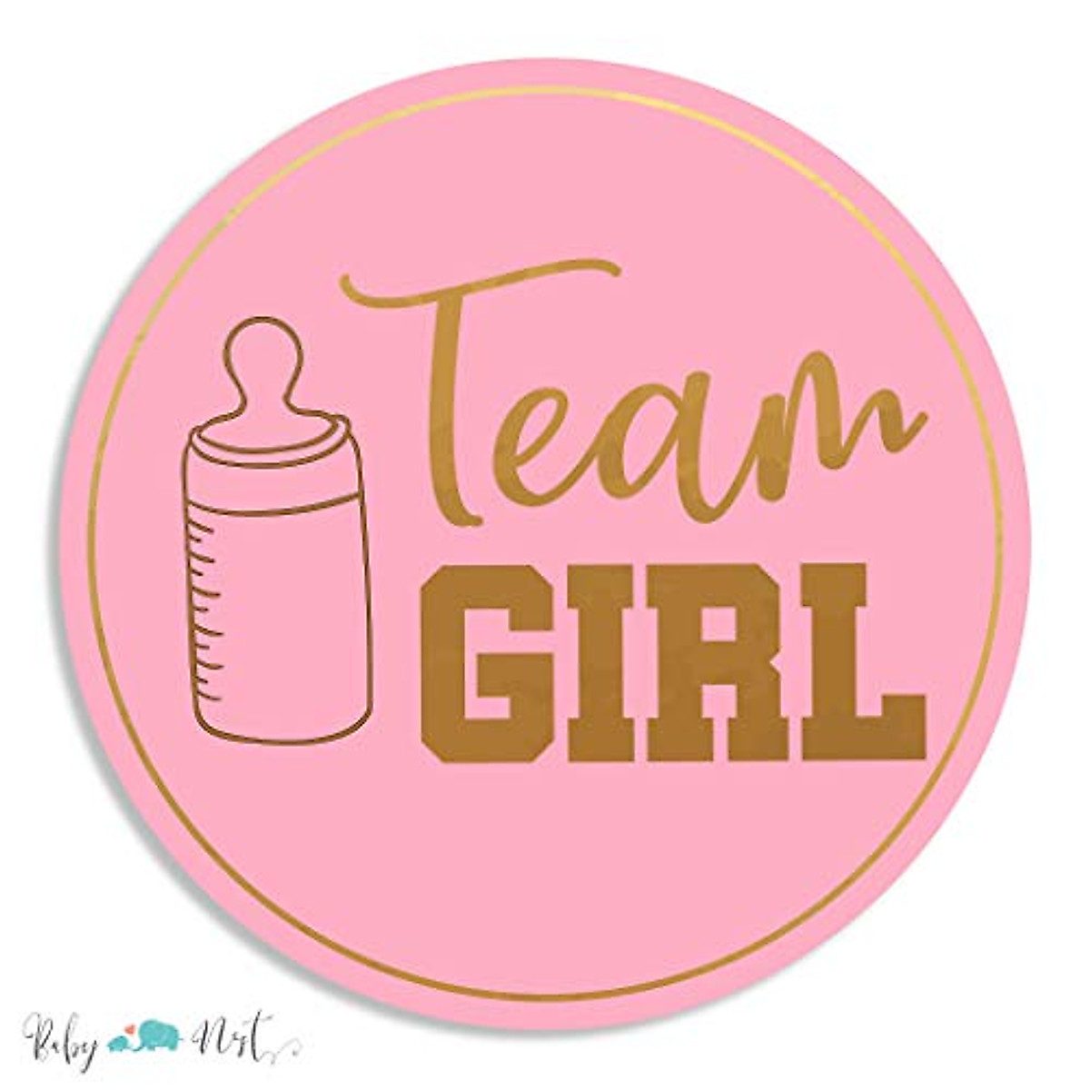 Baby Nest Designs - Gender Reveal Stickers Games Team Boy & Team Girl (80 Pieces) - Perfect Gender Reveal Party Supplies - Gold Foil Stamping - Hand-Drawn Art in The USA - Easy Peel-Off