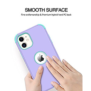 BENTOBEN iPhone 12 Mini Case, Phone Case iPhone 12Mini, Heavy Duty 2 in 1 Full Body Rugged Shockproof Protection Hybrid Hard PC Bumper Drop Protective Girls Women Boy Men 12 Mini 5.4 Cover,Purple/Mint