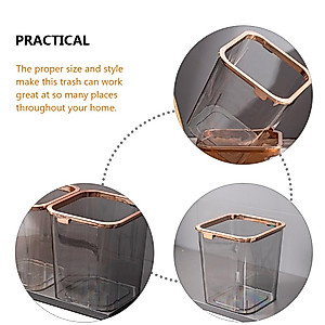 HOMSFOU Transparent Trash Can Plastic Trash Can Tabletop Trash Can Clear Trash Can Bathroom Adorable Waste Bin Trash Bin Retro Trash Can Belt Pressure Ring Accessories Office The Pet