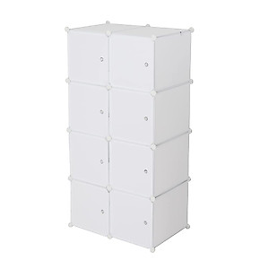 Portable Wardrobe Closet, Modular Plastic Clothes Storage Cabinet Chest w/ Doors, Organizer Cube DIY Bookshelf Combination Armoire for bedroom, living room, Black (30-Cube & 6 Hanging Section)