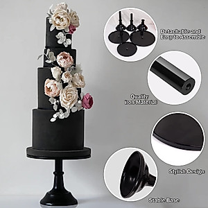 mwellewm 4 Pcs Black Cake Stand Set Round Metal Halloween Cake Stands Metal Cupcake Holder black Dessert Table Display Set for Wedding Birthday Party Baby Shower Anniversaries Supplies