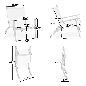 Balkene Home 63750 Walker Indoor Outdoor Folding Chair All Weather Lounging Chair Portable Seating Solid Acacia Wood Living Room Porch Lawn Garden Fishing Sporting - Ivory